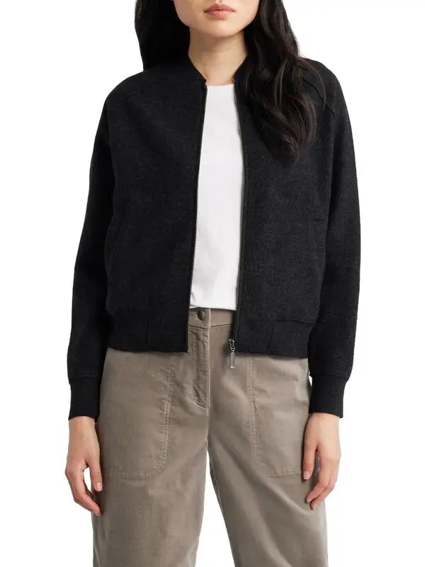 Eileen Fisher Wool Bomber Jacket - Charcoal