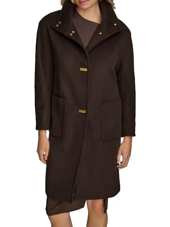 Donna Karan New York Convertible Collar Wool-blend Coat - Chocolate