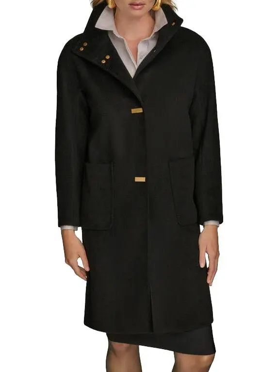 Donna Karan New York Convertible Collar Wool-blend Coat - Ebony