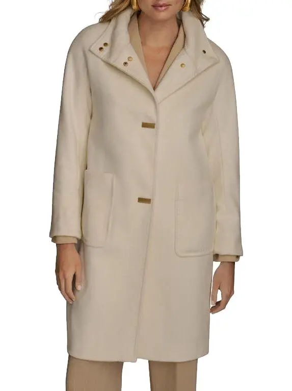 Donna Karan New York Convertible Collar Wool-blend Coat - Ivory