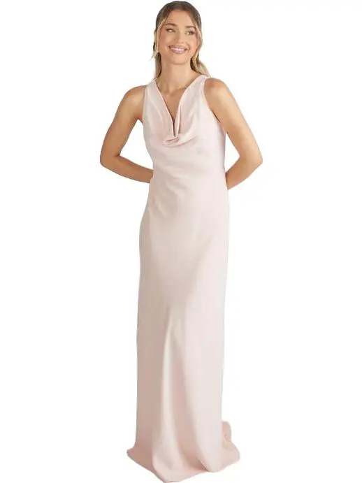 SIX STORIES Cowl Front Crepe Maxi Dress - Blush