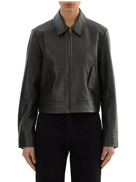 LAMARQUE Tess Leather Jacket - Dark Olive