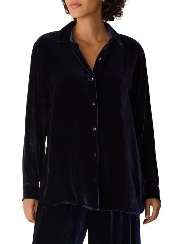 Eileen Fisher Velvet Button-up Shirt - Ink