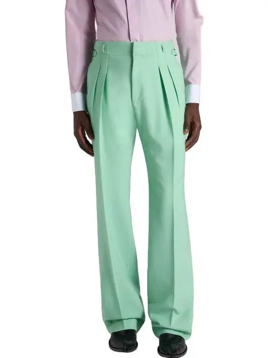 TOM FORD Compact Wool Hopsack Trousers - Aquamarine