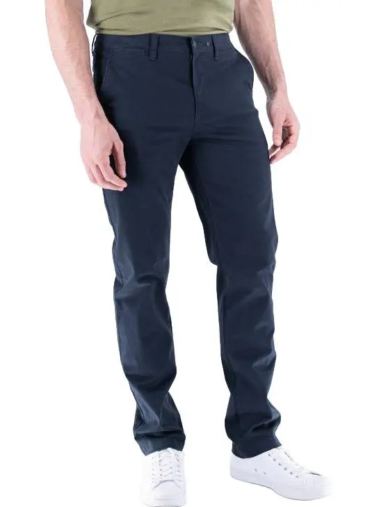 DEVIL-DOG DUNGAREES Slim Fit Flat Front Sateen Twill Chinos - Navy