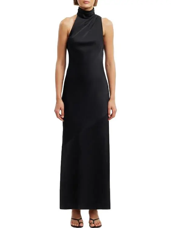 Significant Other Nadia One-shoulder Satin Dress - Black