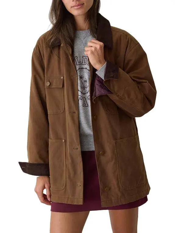 Marine Layer Cotton Barn Jacket With Corduroy Collar - Foxtrot