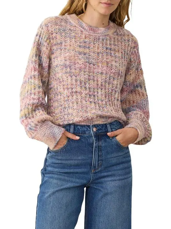 Marine Layer Alma Blouson Sleeve Sweater - Rose Multi