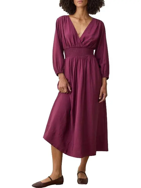 Marine Layer Daphne Long Sleeve Maxi Dress - Fig