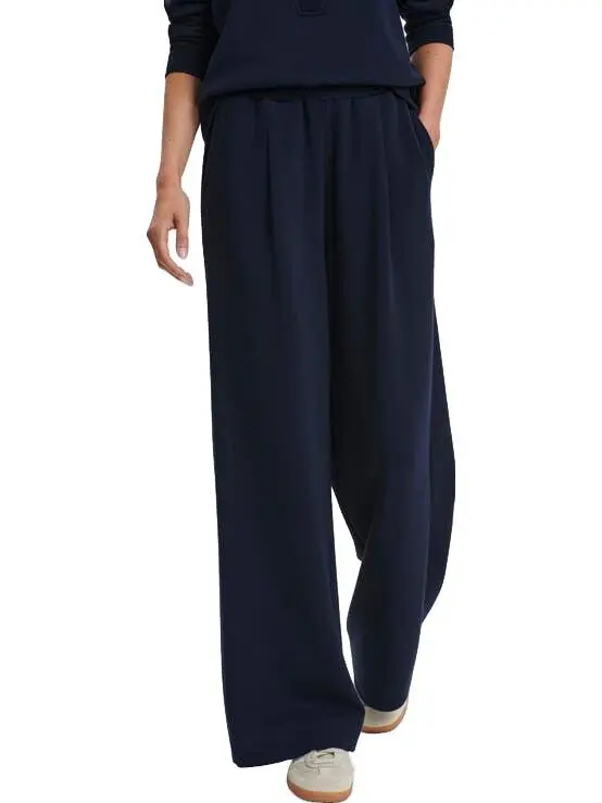 Varley Pleated Wide Leg Trousers - Navy