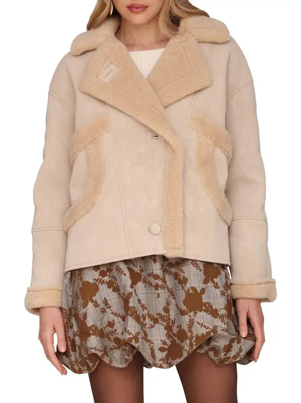 Avec Les Filles Oversized Faux-shearling Coat - Taupe