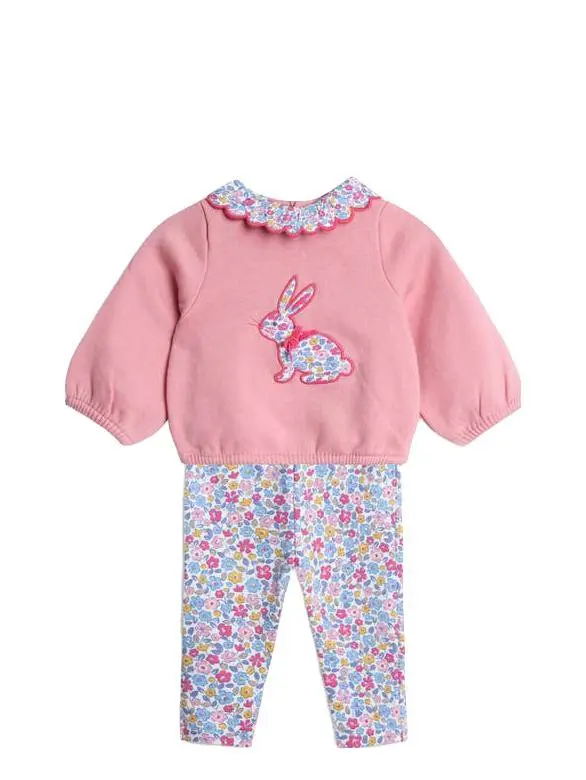 JOJO MAMAN BEBE Bunny Appliqué Sweatshirt & Leggings Set - Pink