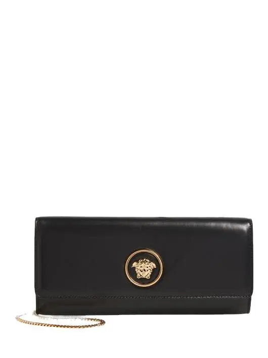 Versace La Medusa Leather Clutch - Black Versace Gold