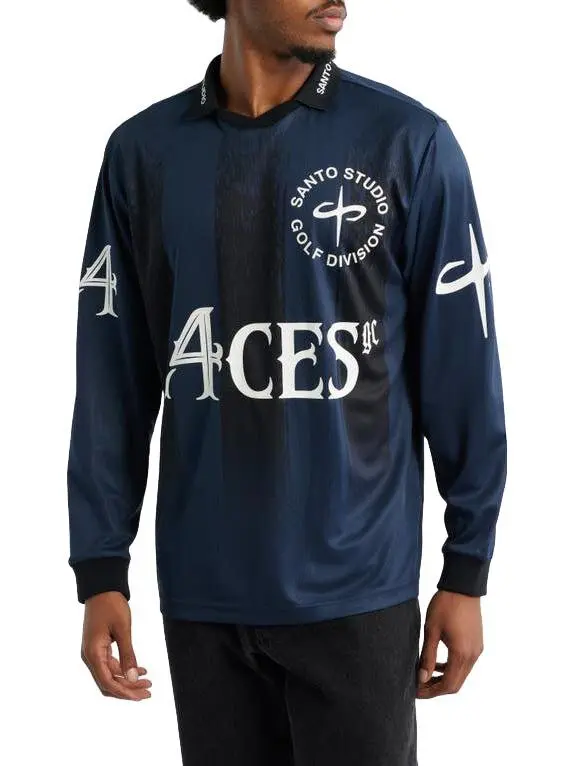 SANTO STUDIO 4 Aces Club Graphic Golf Jersey - Blue