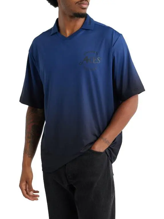 SANTO STUDIO 4 Aces Club Graphic Polo - Blue