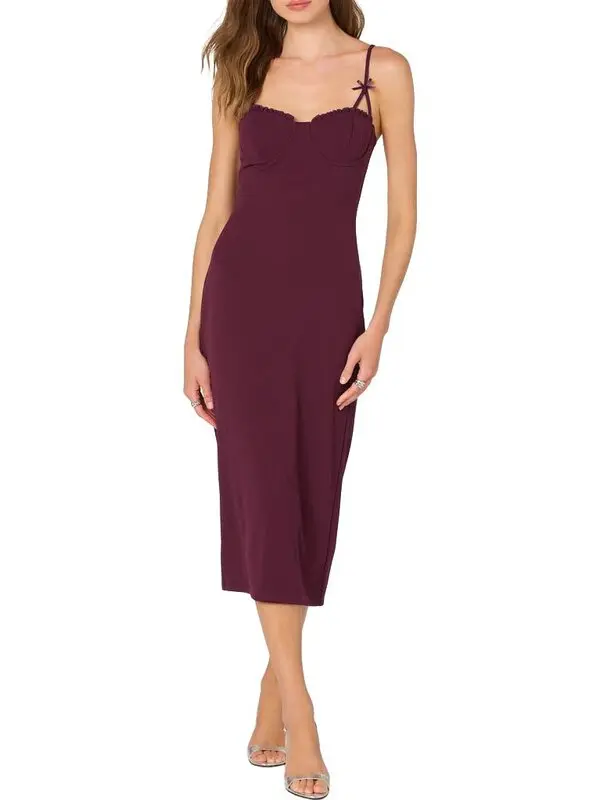 Astr The Label Bow Strap Midi Dress - Burgundy