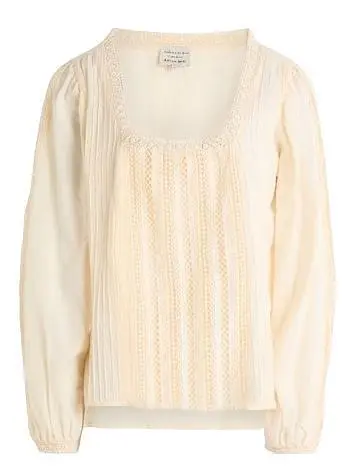 ALESSIA SANTI Woven Top With Lace Details - White