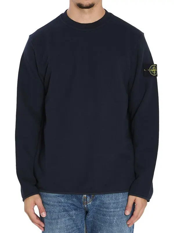 Stone Island Heavyweight Cotton Crewneck Sweatshirt - Blue