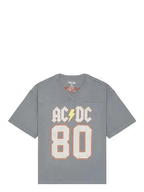 Junk Food Acdc Back In Black Tour V-neck Yoke Tee In Blue - Deep Indigo