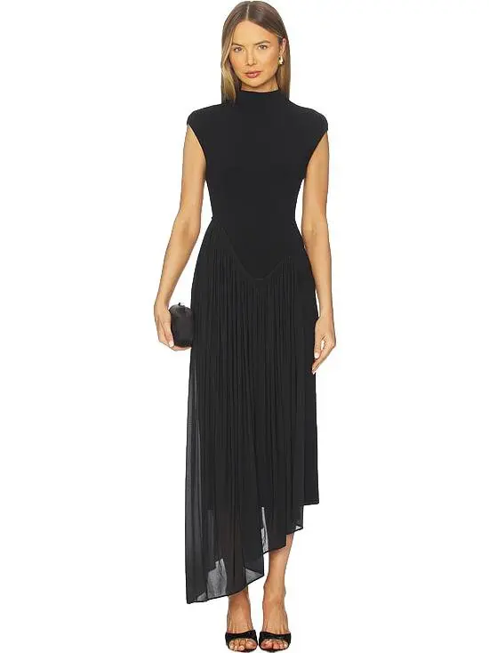 ET OCHS Francis Knit Combo Midi Dress - Black