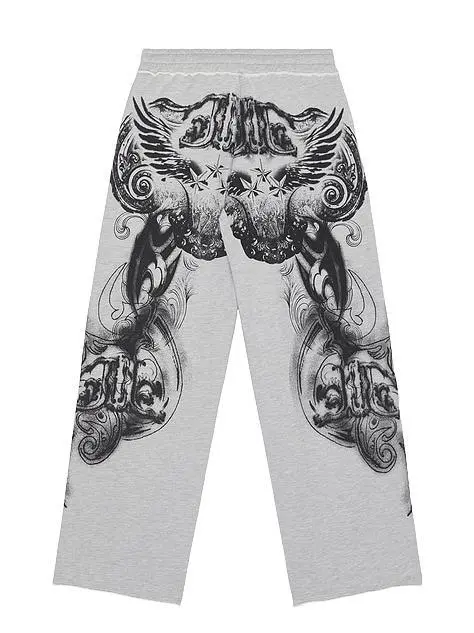 JADED LONDON Gothic Printed Joggers In Light - Grey