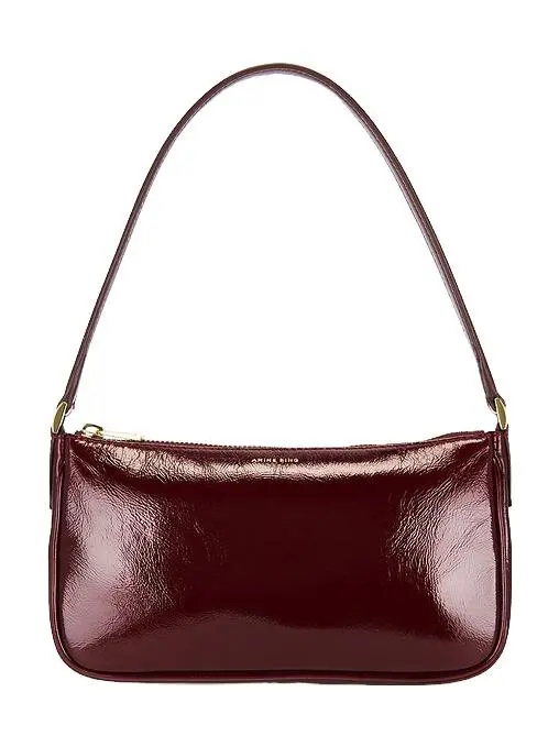 ANINE BING Mini Elly Bag - Oxblood Crinkled Patent