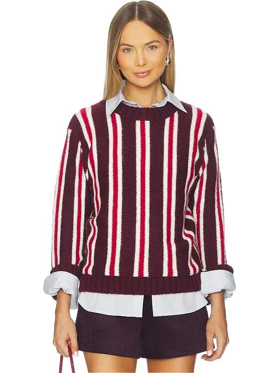 MAUDE CLUB Drew Sweater - Burgundy Stripe