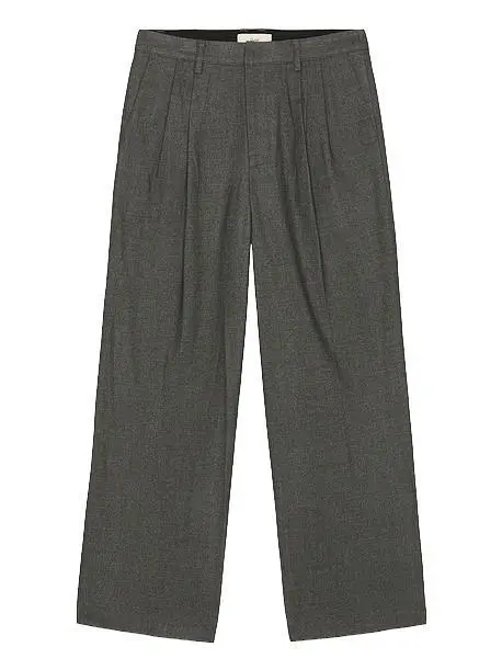DUNST Pleated Wide Leg Slacks - Melange Grey