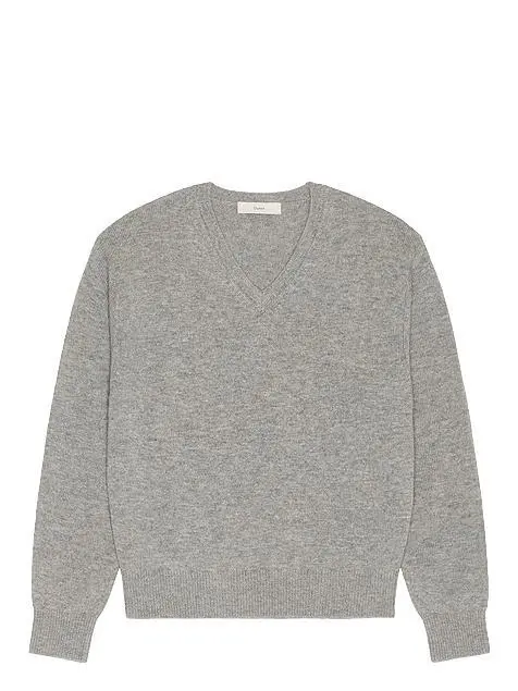 DUNST Cashmere V-neck Sweater - Melange Grey