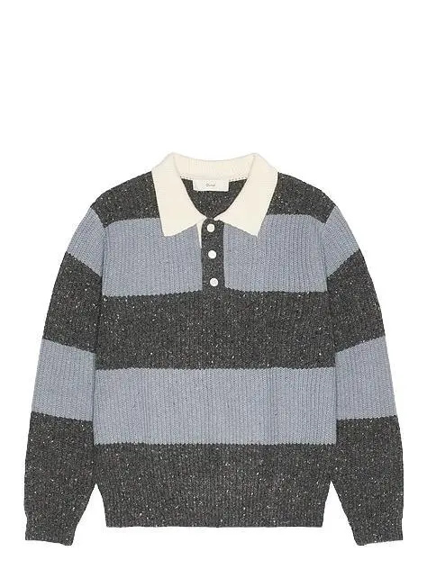 DUNST Chunky Rugby Sweater - Soft Blue & Grey