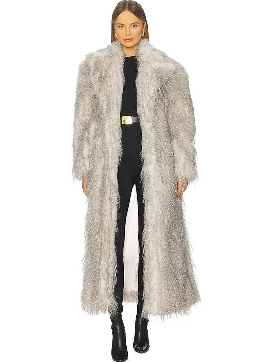 AKNVAS X Duke Faux Fur Coat - White & Grey