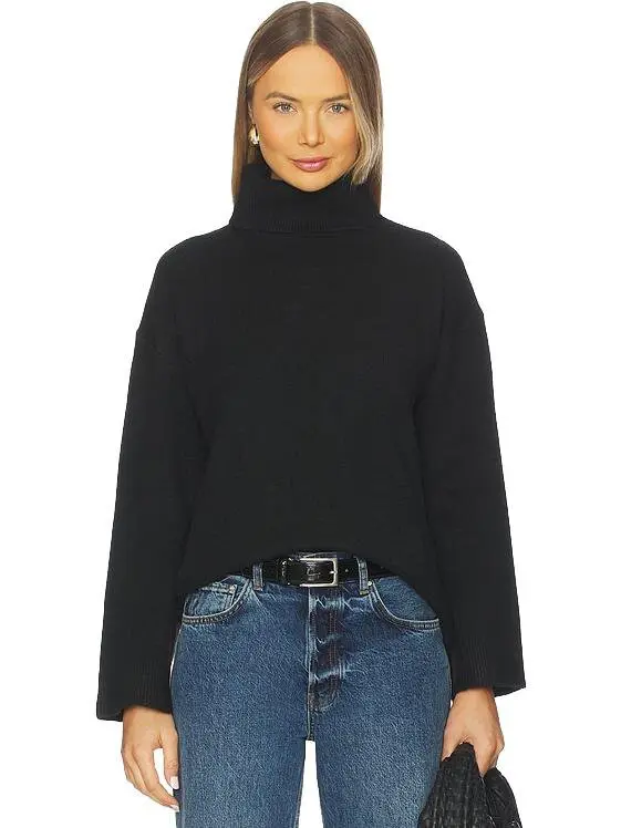 ALL THE WAYS Riley Cropped Turtleneck Sweater - Black
