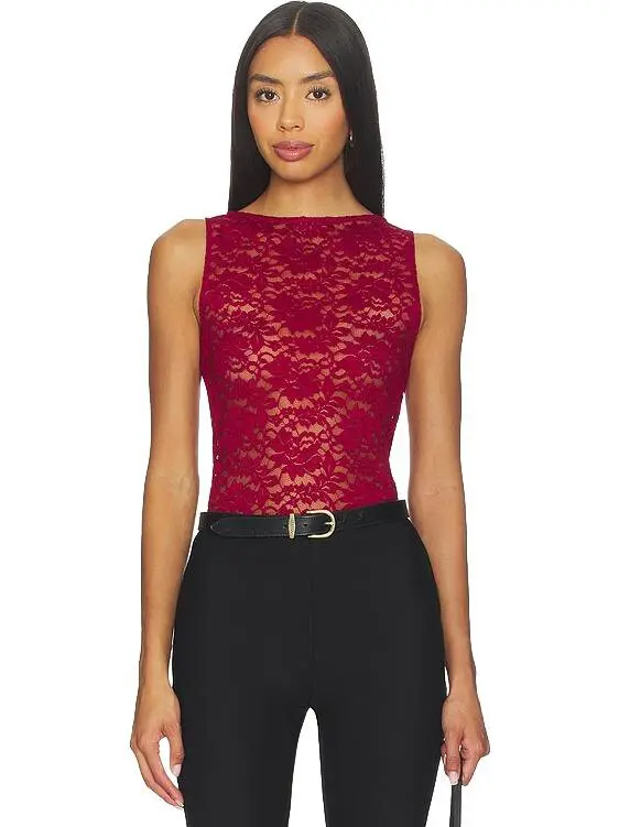 MORE TO COME Iris Lace Top - Red