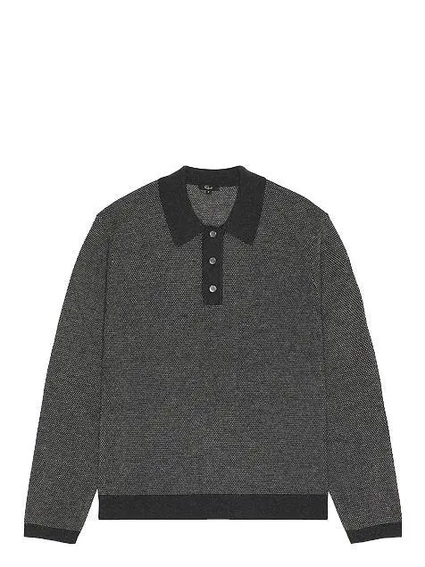 Rails Anders Long Sleeve Polo In Grey - Charcoal Ice