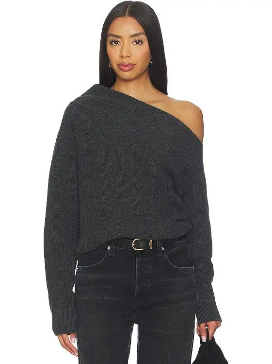 Brochu Walker Hart Off-shoulder Pullover - Dark Charcoal Melange