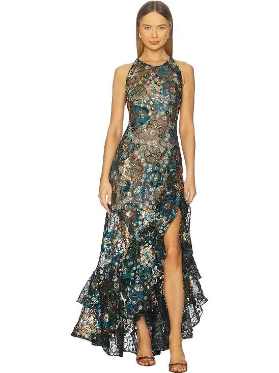 BRONX AND BRONCO Sicilia Sequin Maxi Dress - Blue Multi