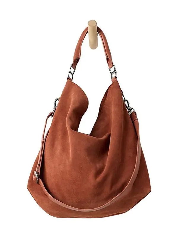 Free People Suzie Suede Slouch Tote Bag - Between Brown