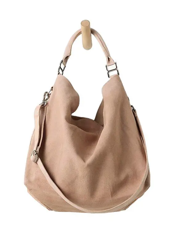 Free People Suzie Suede Slouch Tote Bag - Stone