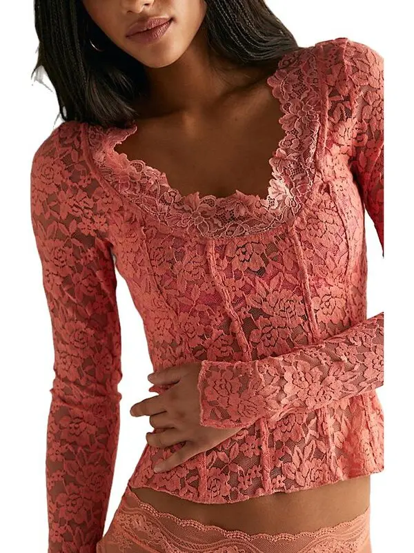 Free People All Night Long Sleeve - Coral Crimson