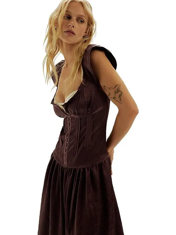 Free People Loveday Midi Dress - Chocolate Grape