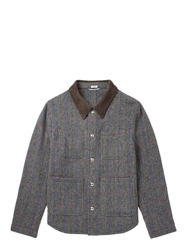 Thom Browne Checked Herringbone Wool Jacket - Gray