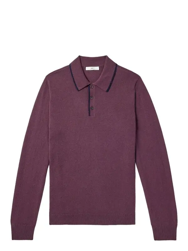 Mr P. Cashmere Polo Sweater - Purple