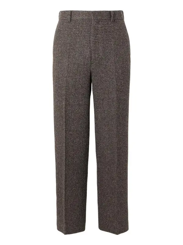 Auralee Straight-leg Wool-blend Tweed Trousers - Brown