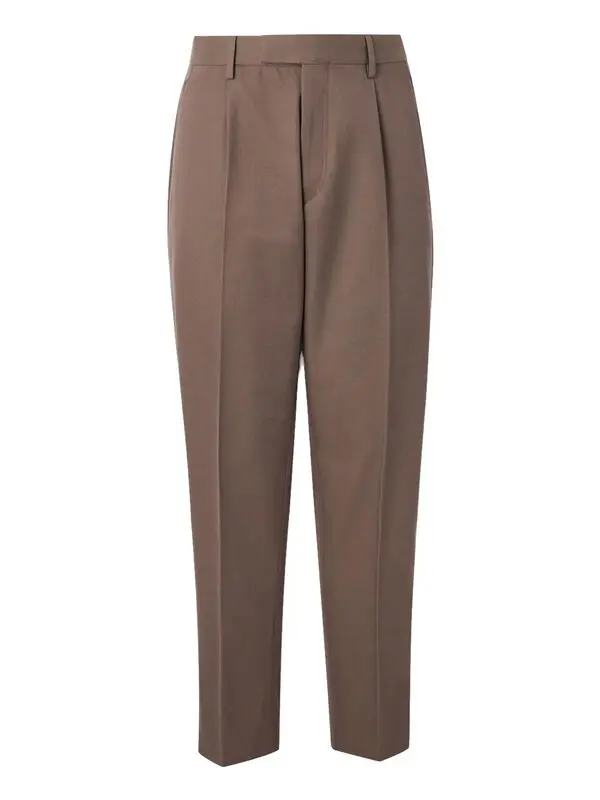 Zegna Straight-leg Cotton And Wool-blend Trousers - Brown