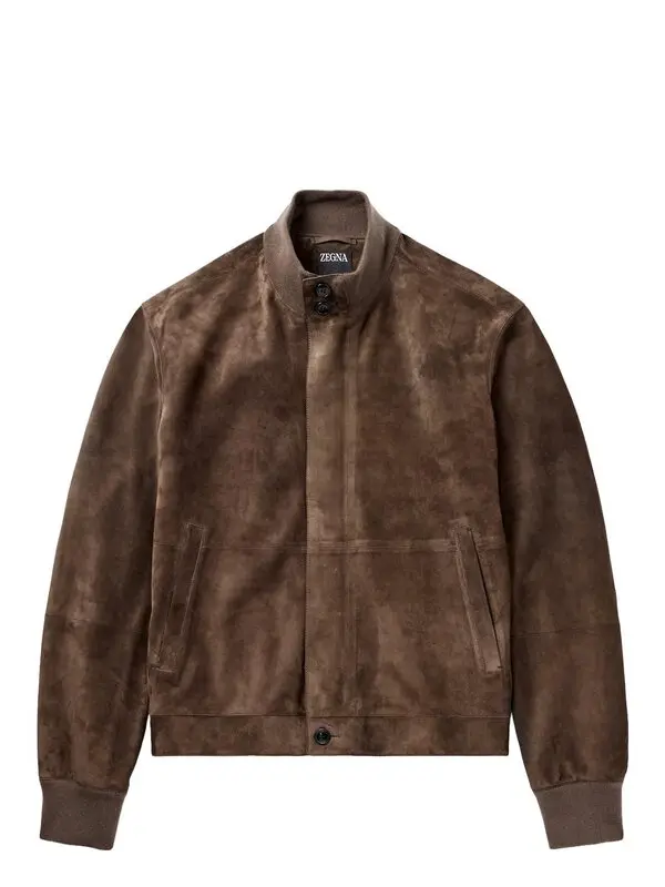 Zegna Suede Blouson Jacket - Brown