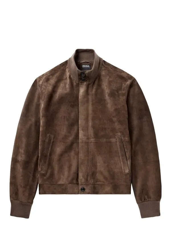 Zegna Suede Blouson Jacket - Brown