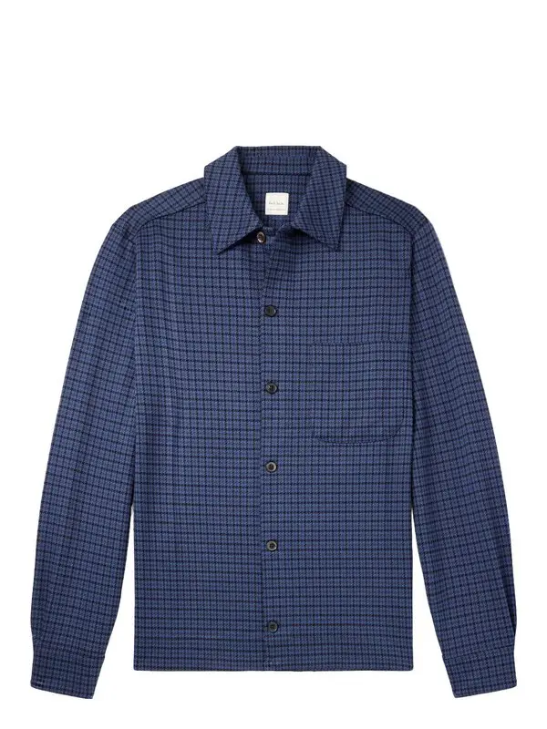 Paul Smith Houndstooth Cotton-blend Shirt - Blue
