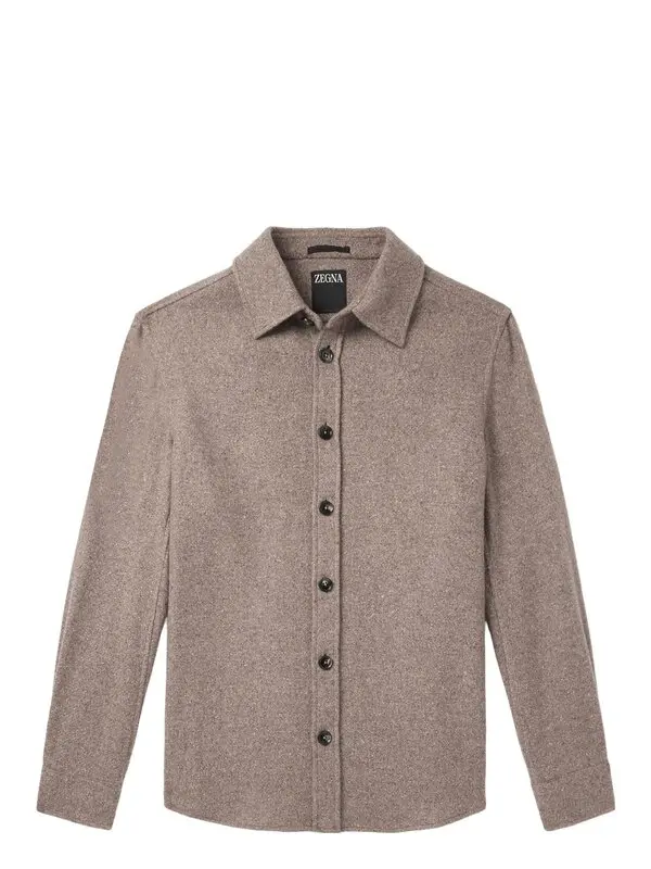 Zegna Cashmere And Silk-blend Shirt - Gray