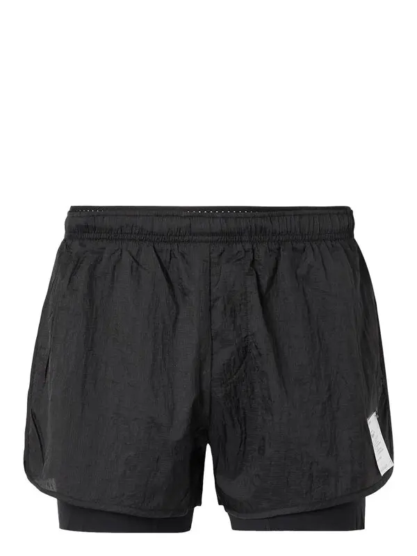 Satisfy 3" Straight-leg Layered Ripstop Shorts - Black