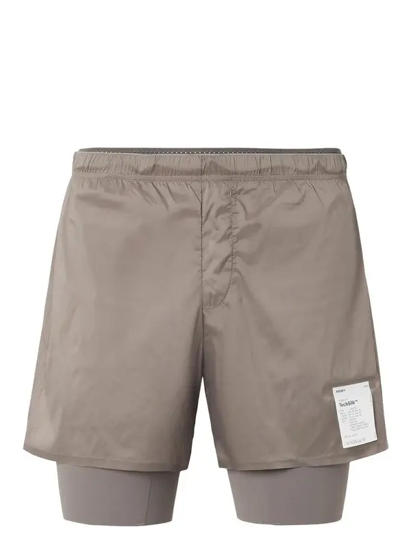 Satisfy 8" Straight-leg Layered Techsilk And Justice™ Coldblack® Shorts - Brown